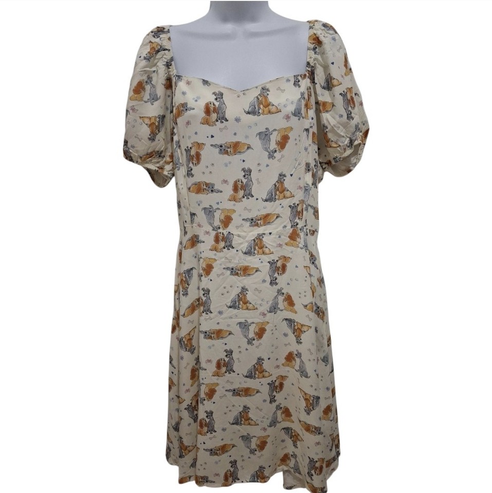 Her Universe Disney Lady and the Tramp Allover Print Dress Puff Sleeve ...