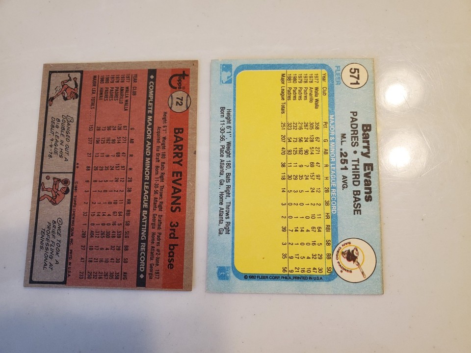 lot of 2 AUTOGRAPHED Barry Evans 1981, 1982 baseball cards Padres | eBay