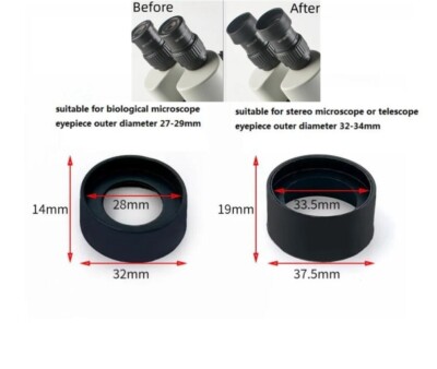 2PCS 27-29mm/32-34mm Rubber Eyepiece Foldable Eye Cups for Microscope ...