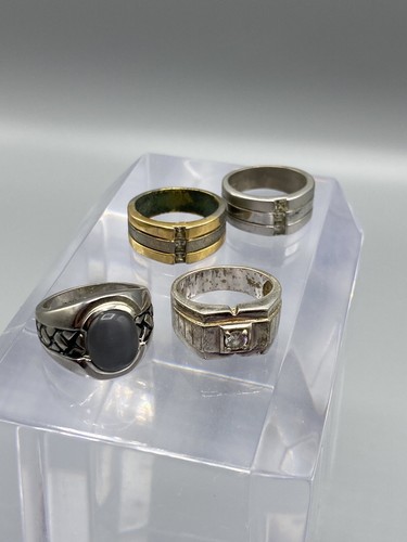 RS Covenant Rings Lot of 4 size 8 - 8.5 Silver/Gold w/Semi-precious ...