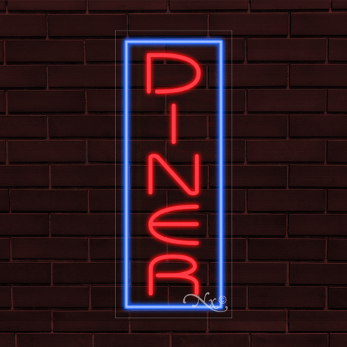 NEW "DINER" w/BORDER VERTICAL 30x12 INCH LED FLEX WINDOW/WALL INDOOR ...
