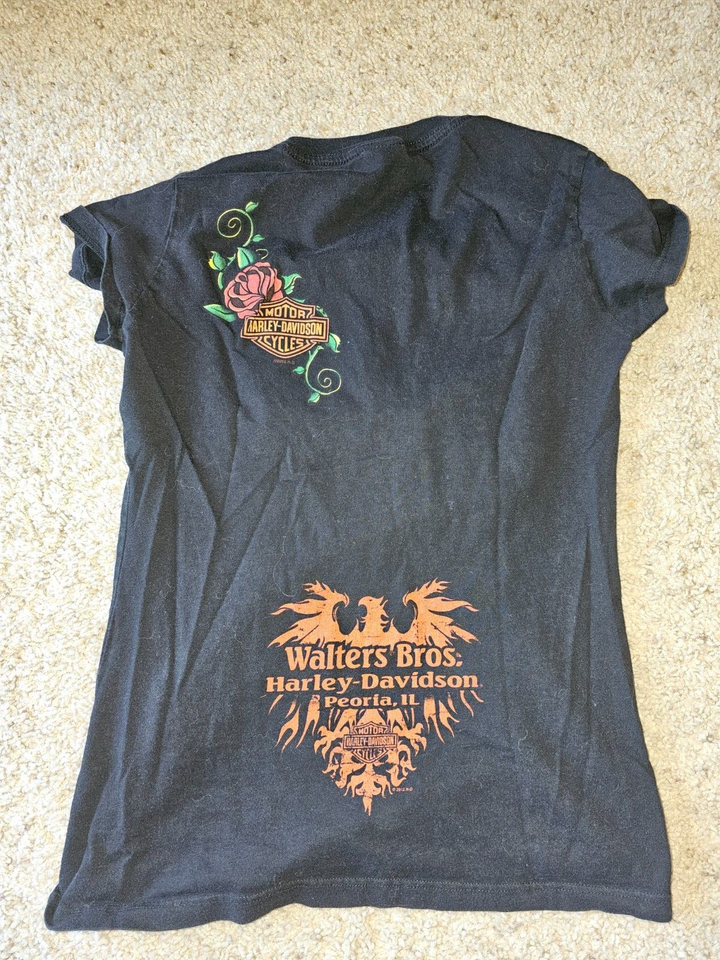 Harley Davidson Sugar Skull Girlie Cap Sleeve T-Shirt Womens XS Two ...