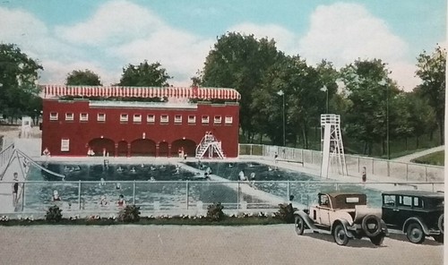 BELLEVILLE IL Bellevue Swimming Pool Cars Curt Teich White Border ...