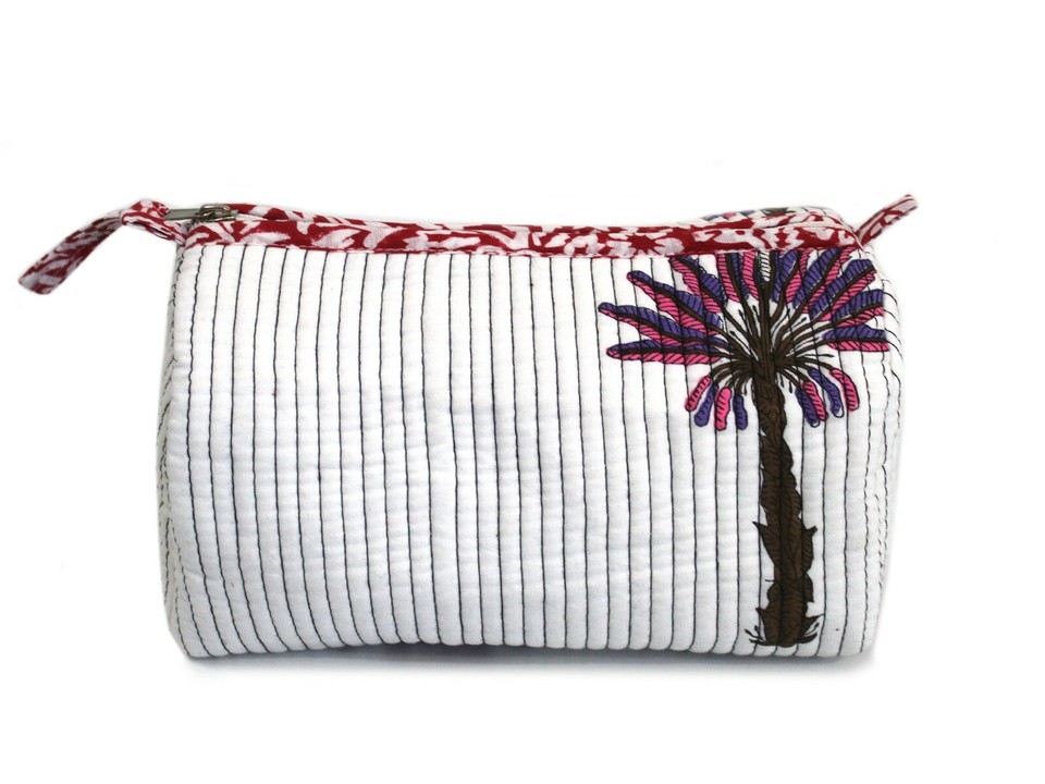 3 PC Handmade Quilted Palm Tree Toiletry Bag Makeup Bags Cosmetic Bag ...