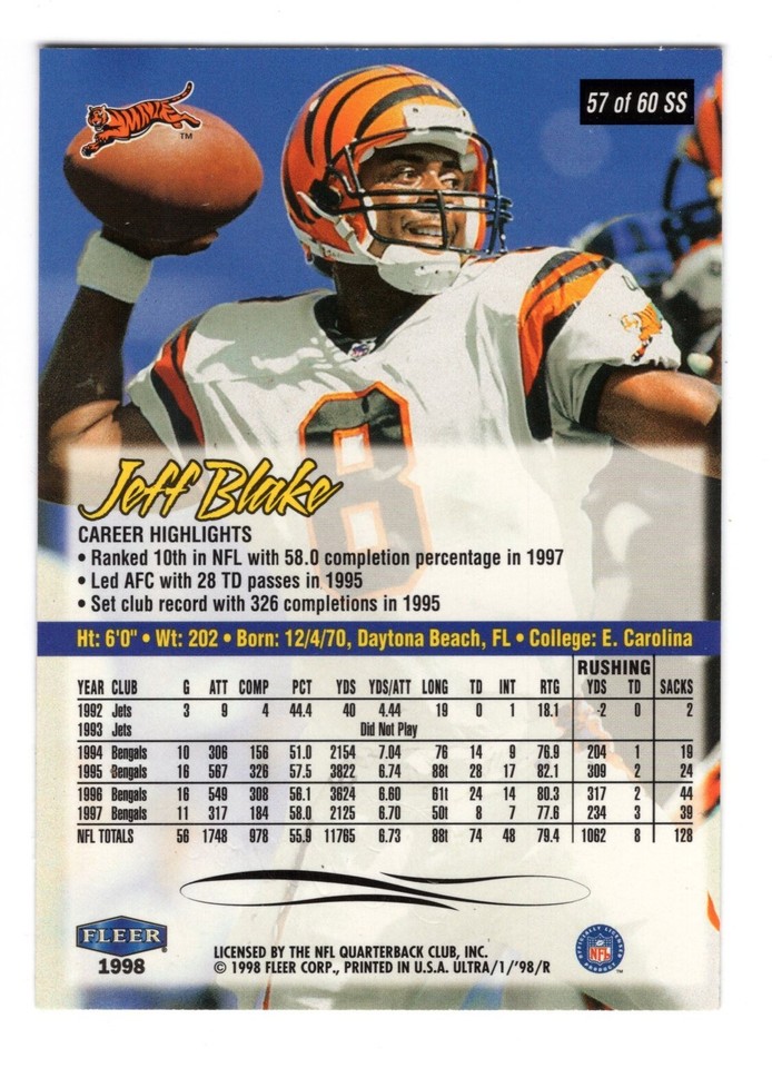 1998 ULTRA SENSATIONAL SIXTY JEFF BLAKE INSERT CARD #57 **NM-MT ...