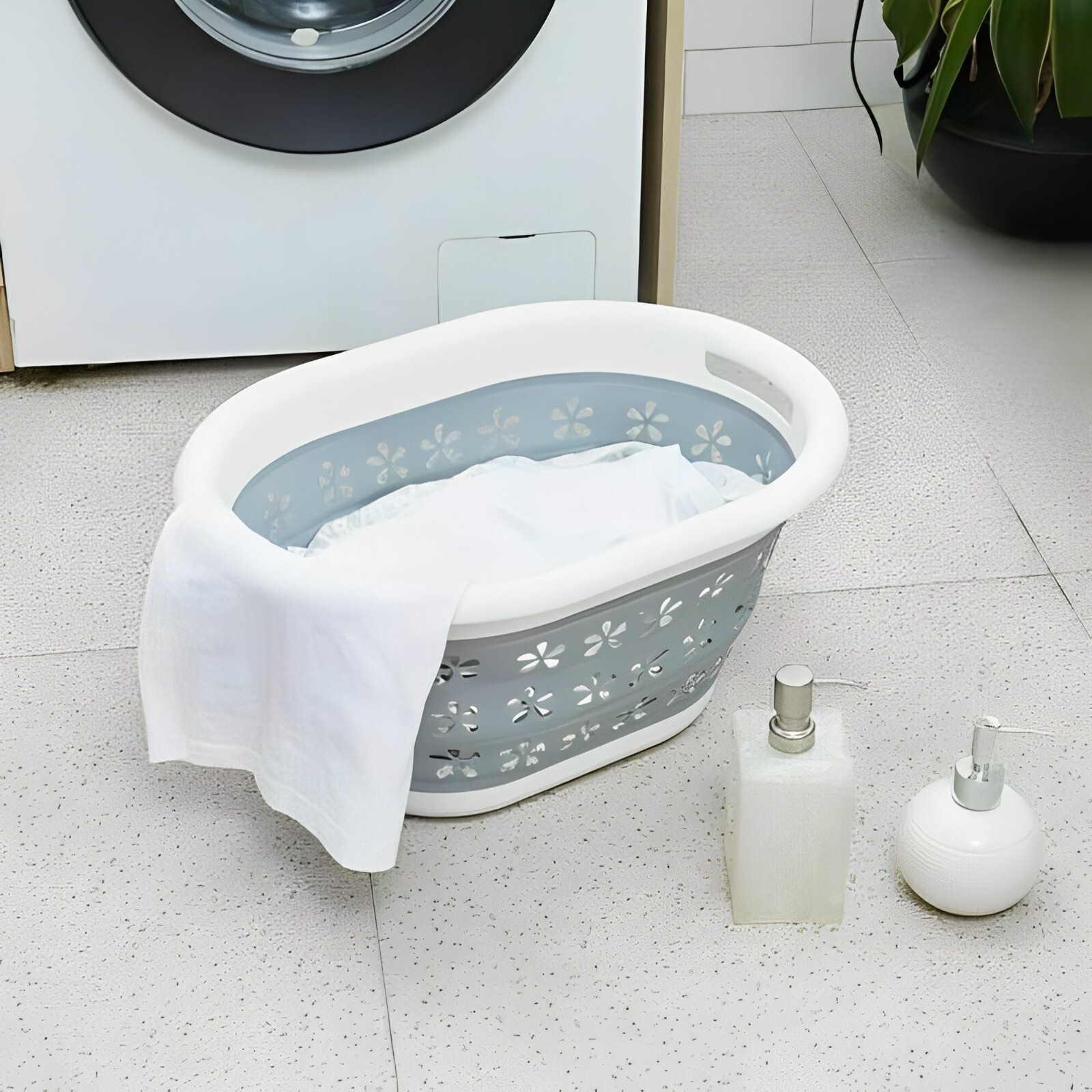 Collapsible Folding Laundry washing Basket storage Space Saving Cloth ...