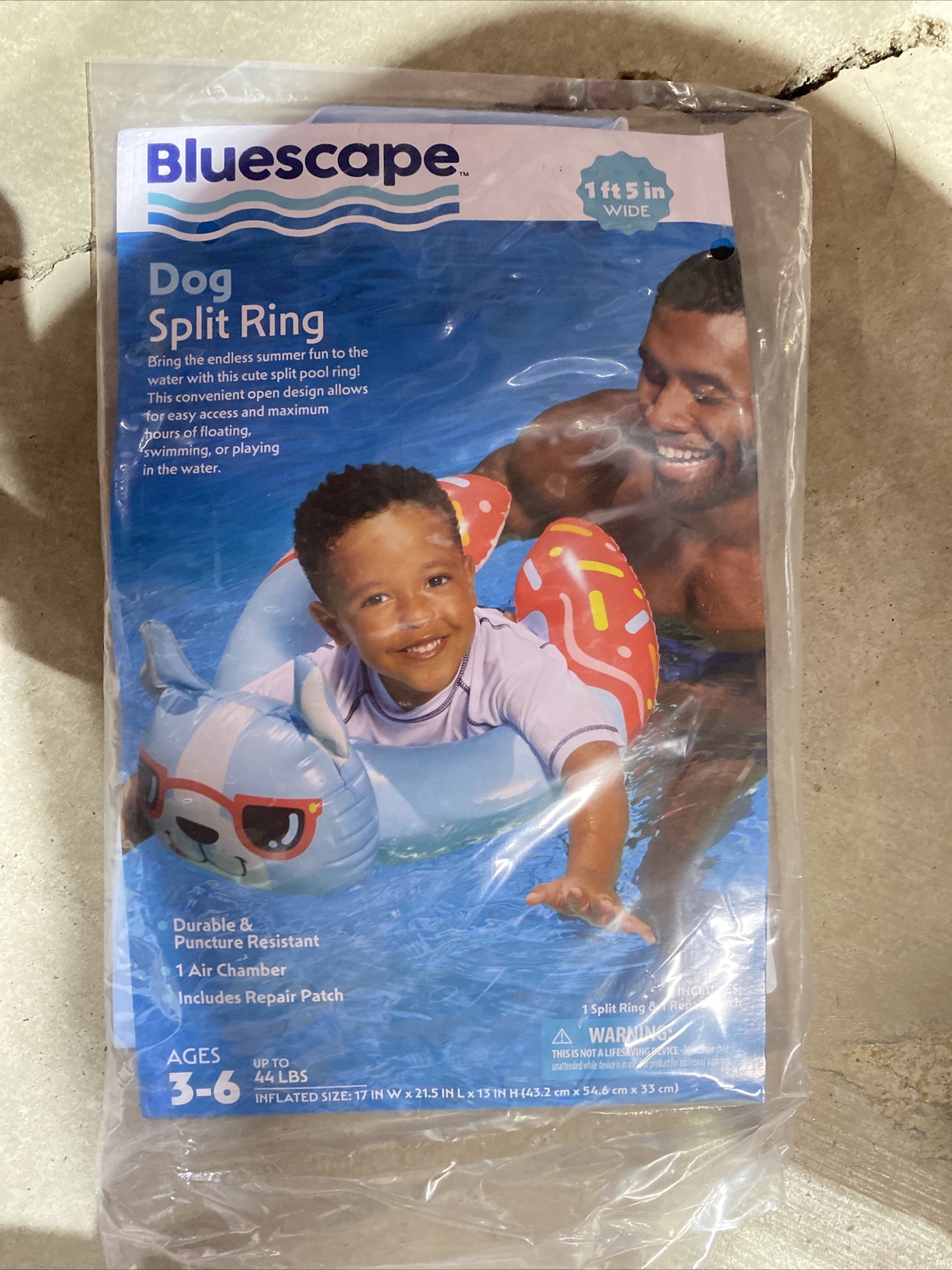 Bluescape Blue Donut Dog Float Split Inflatable Swim Ring Pool Float ...