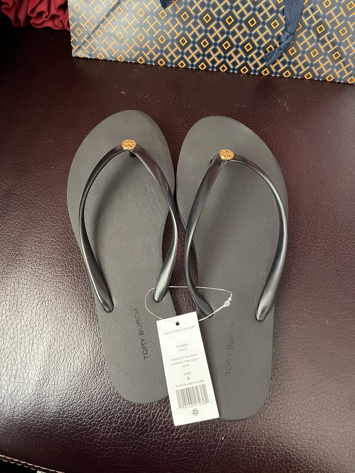 NWT Tory Burch Solid thin flip flop PVC/EVA size 8 in black | eBay