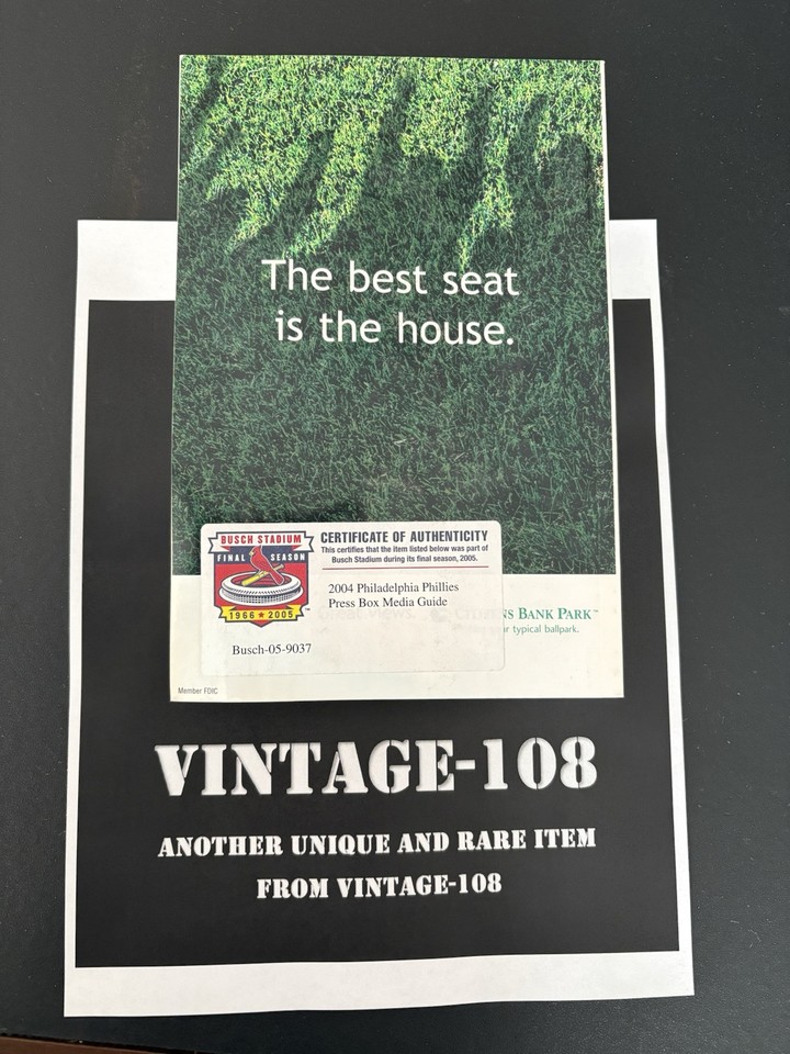 2004 Phillies Media Guide from Cardinals Press Box Busch Stadium 2 ...