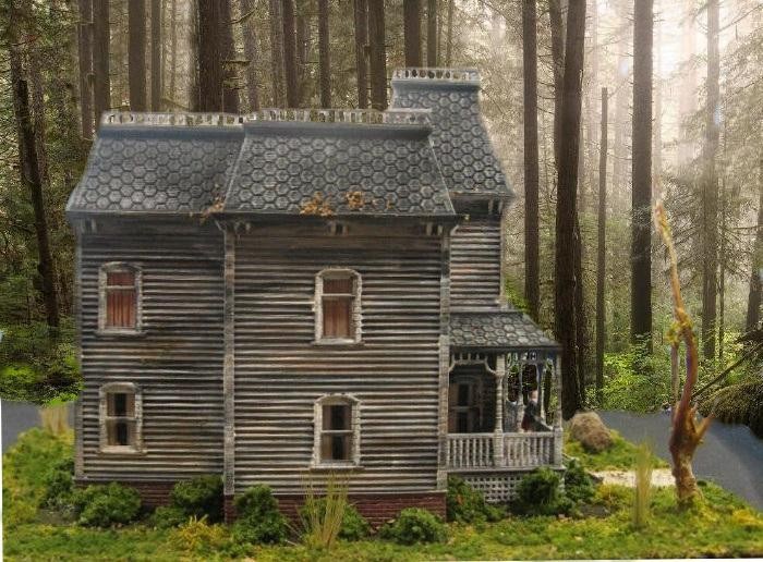 BATES MANSION PSYCHO HOUSE MODEL DIORAMA~HORROR MOVIE~HO SCALE BUILT ...