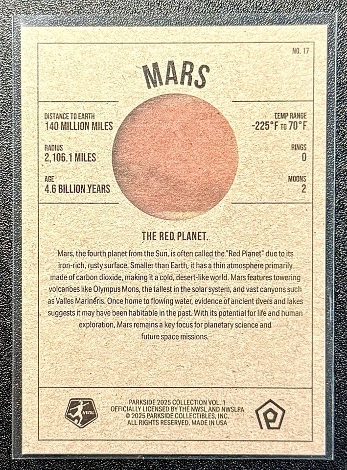 2025 PARKSIDE NWSL VOL 1 JESS CARTER VINTAGE MARS #17 NJ/NY GOTHAM FC ...