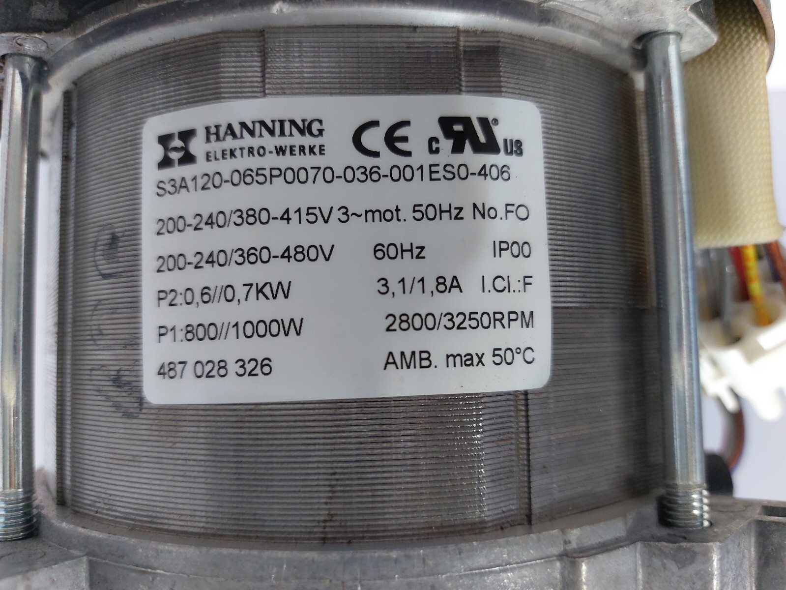 Hanning S3A120-065P0070-036-001ES0-406 Motor 2800/3250 RPM | eBay