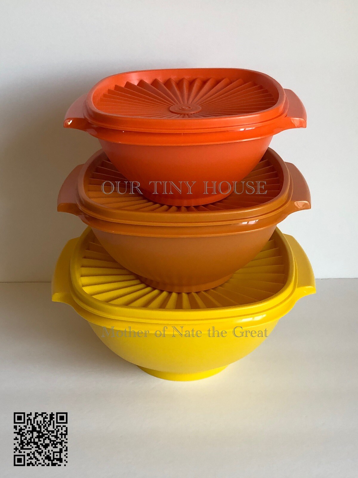 Vintage Tupperware Servalier Bowl SET Harvest Yellow Burnt Orange 836 ...
