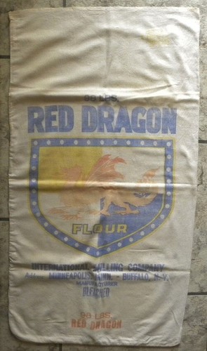 Vintage Red Dragon Flour, Minneapolis MN, Buffalo NY Cloth Sack | eBay