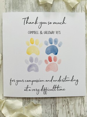 Personalised Veterinary Thank You Card Vet Understanding Loss of Pet ...
