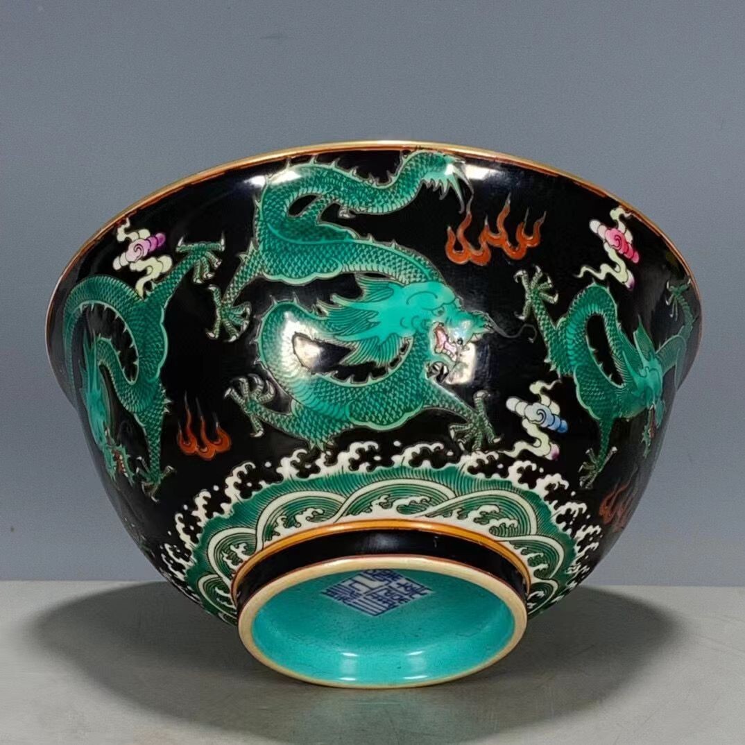 Chinese Antique Black Glaze Qing Dragons Bowl Yongzheng-Marked | eBay UK