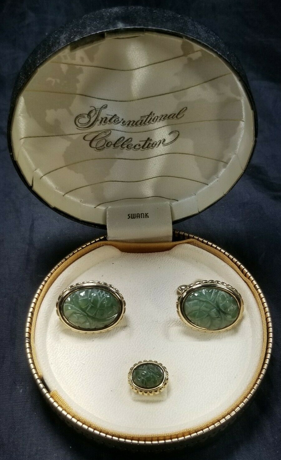 Swank International Collection Carved Jade Cuff Links… - Gem