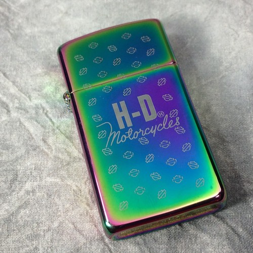 Rare Slim Harley Davidson Logo Spectrum Finish Zippo Lighter | eBay