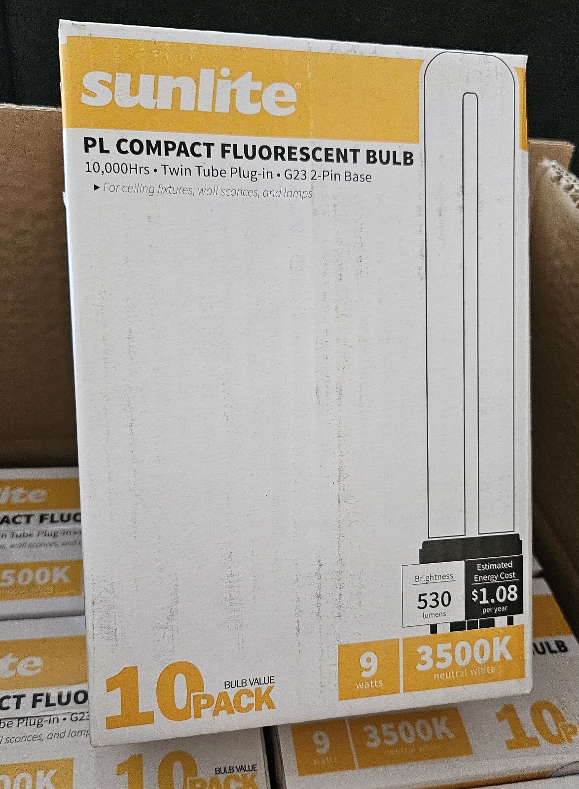 Sunlite PL9/SP35K 2-Pin Fluorescent 9W U-Shaped Bulb with G23 base | 10 ...