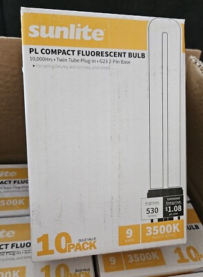Sunlite PL9/SP35K 2-Pin Fluorescent 9W U-Shaped Bulb with G23 base | 10 ...