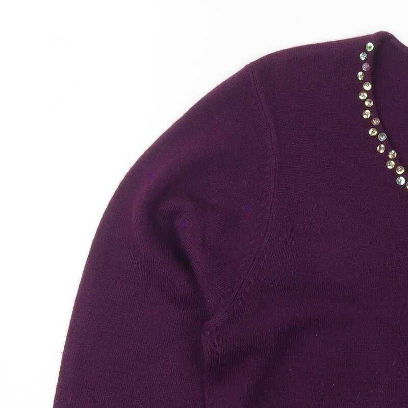 Bonmarche Womens Purple Round Neck Acrylic Blend Jumper Size M | eBay UK