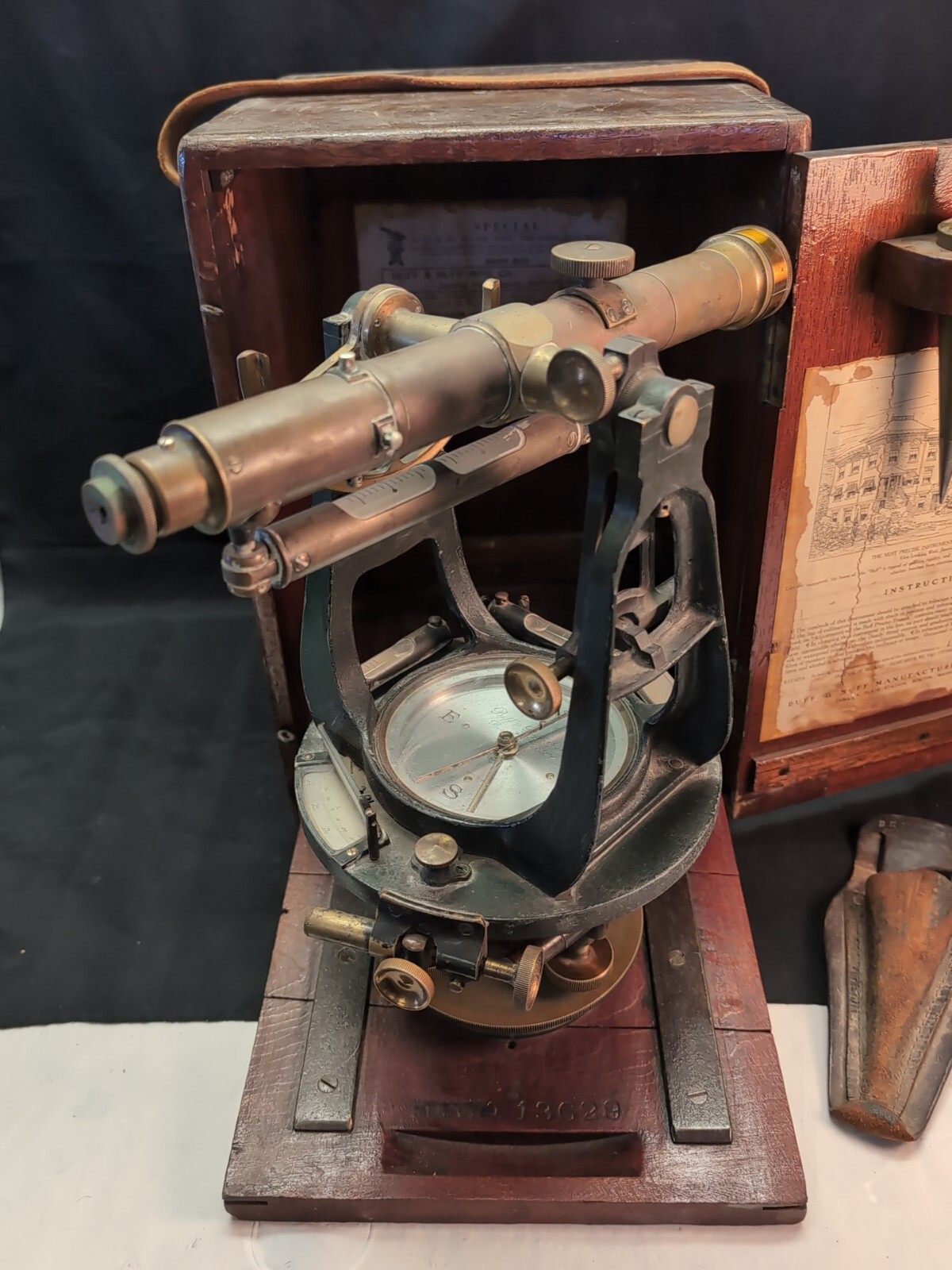 Antique Buff & Buff Engineer Surveyor Transit In Original Wooden Case ...