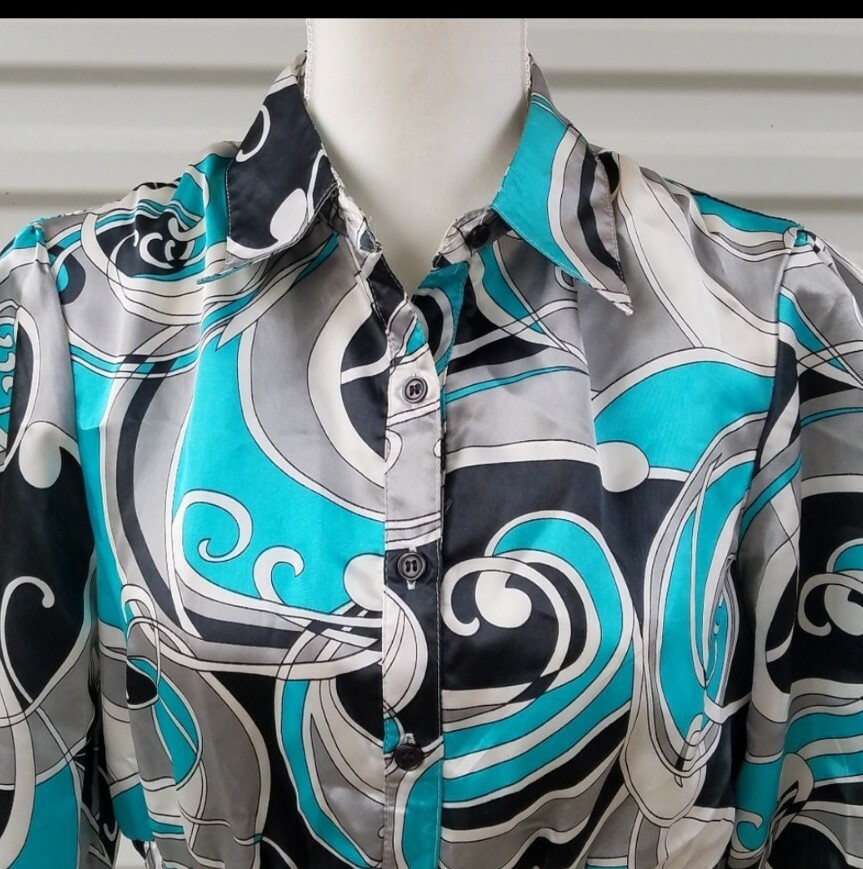 She 's Cool Vintage Inspired colorful fun button down blouse size large ...