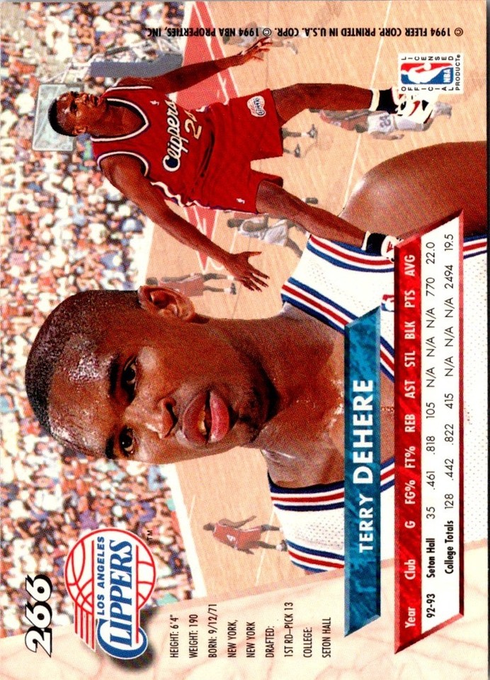 1993 Ultra Terry Dehere #266 Los Angeles Clippers Basketball Card | eBay