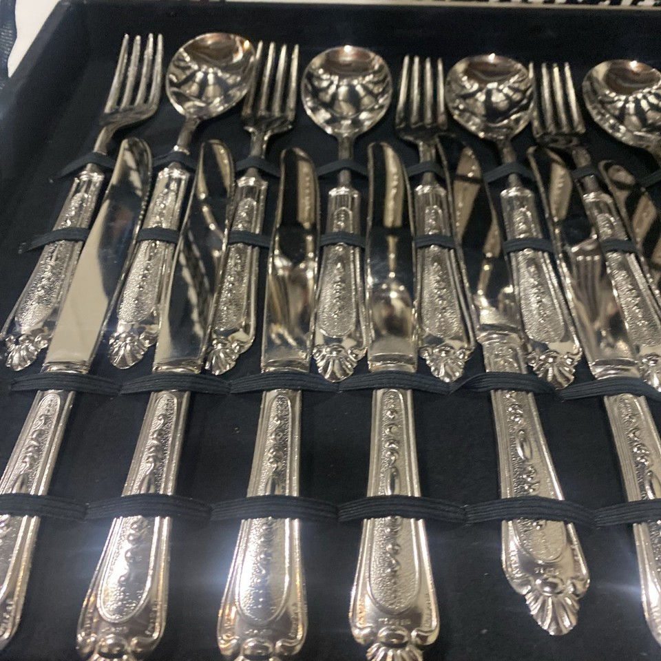 Vtg LBL Italian Silver-Plated EP Zinc Flatware Set 51 Pc Italy Original ...