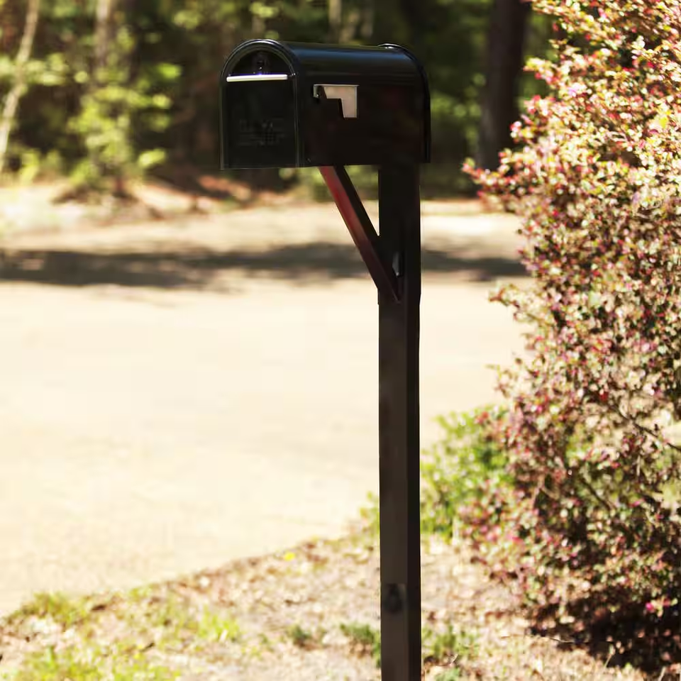 Top Mount Drive-In Mailbox Post Kit Durable Black Steel Construction | eBay