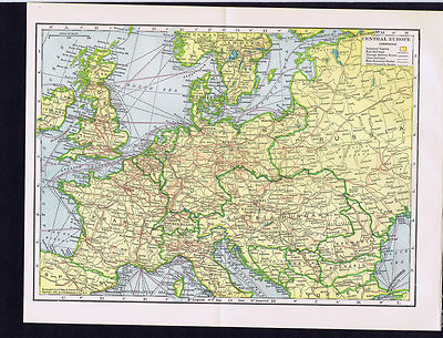 Century-Old 1904 COLOR MAP - Central Europe | eBay