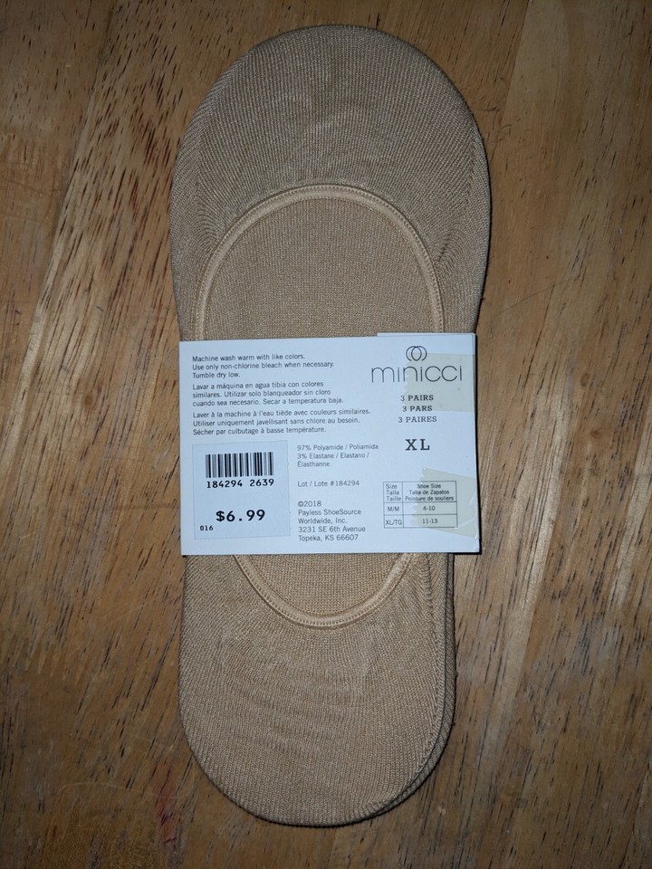 NWT Minicci 3 Pack Beige XL No Show Socks Discontinued | eBay
