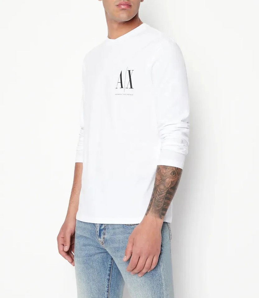 Long Sleeve T-shirt Logo ARMANI EXCHANGE Men 8NZTPL ZJH4Z Black White ...