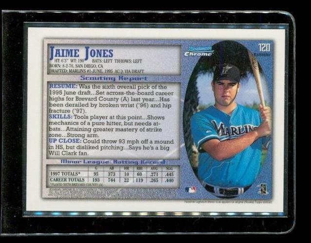 Vintage 1998 BOWMAN CHROME Refractor Baseball Card #120 JAIME JONES ...