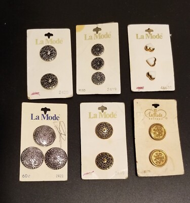 Vintage La Mode Buttons 6 Cards 15 Buttons Total | eBay