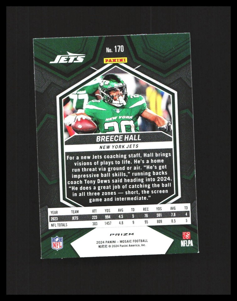 2024 Breece Hall Panini Mosaic Silver Prizm - #170 - S1B1R1L23C19 | eBay