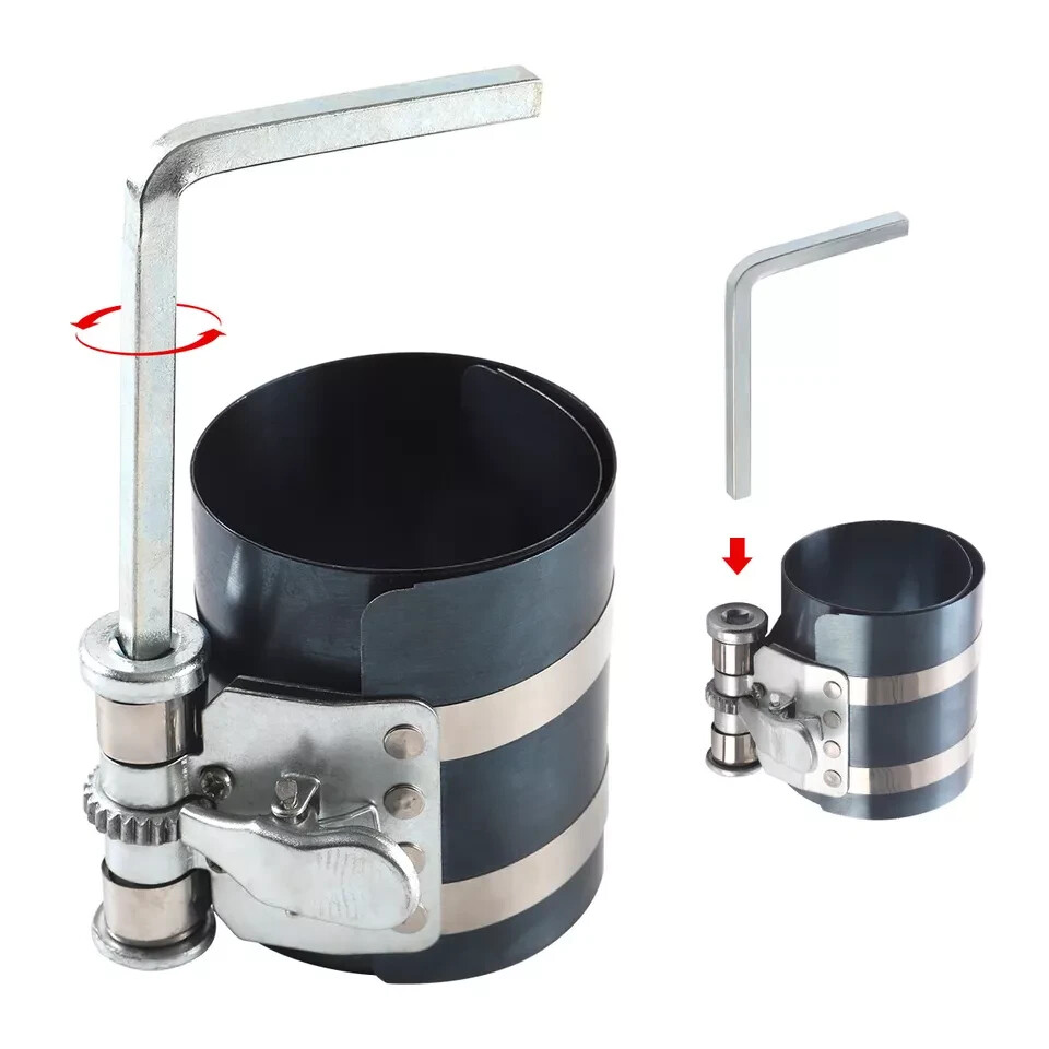Piston Ring Compressor Professional Piston Install Tool with Wrench 2-1 ...