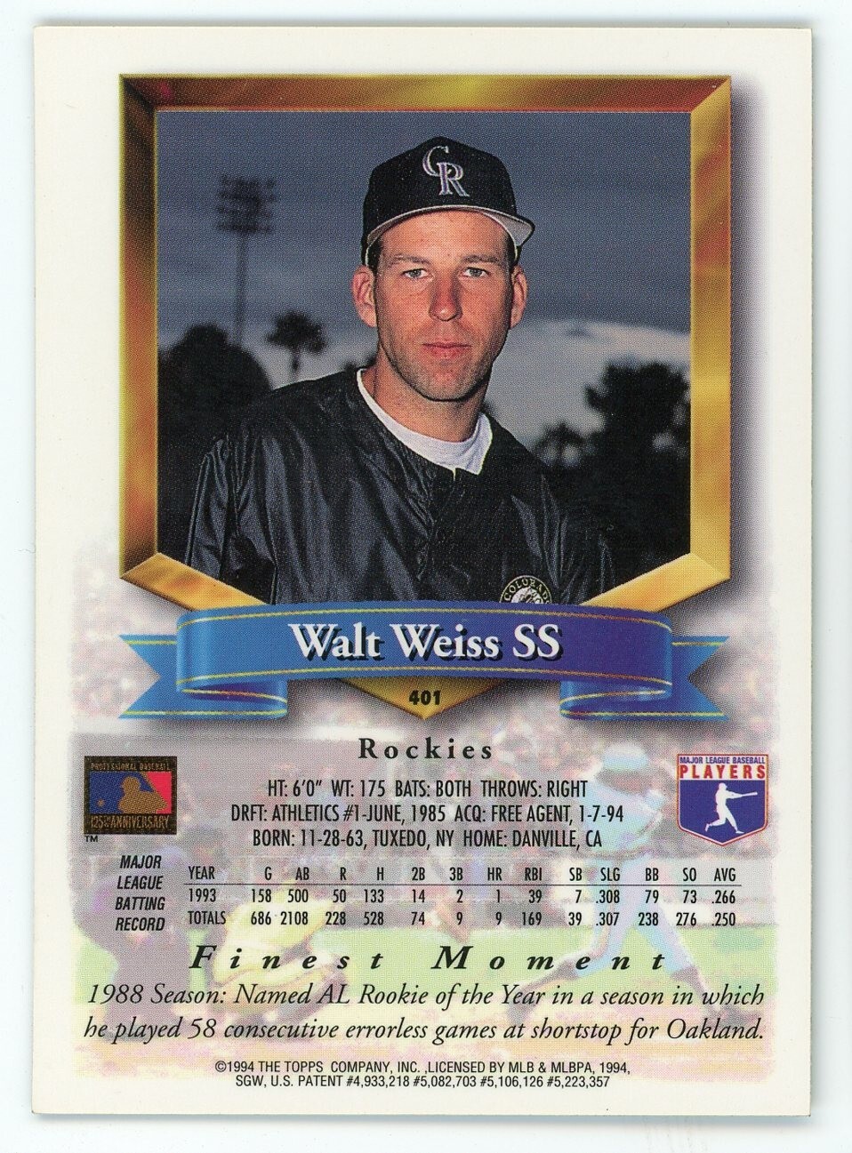 1994 Topps Finest - #401 Walt Weiss for sale online | eBay
