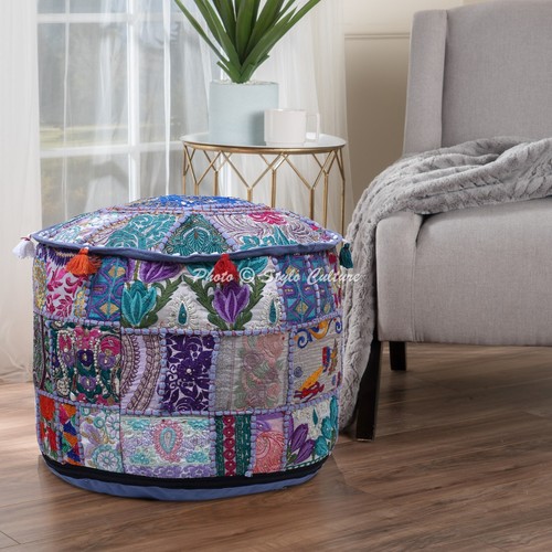 Pouf Ottoman 16 in Ethnic Indian Patchwork Pouffe Poof Floor Pillow ...