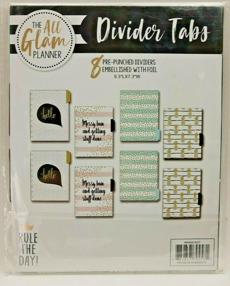 Divider Tabs for The All Glam Planner 8 Pre-punched 9.3x7.3 Foil ...