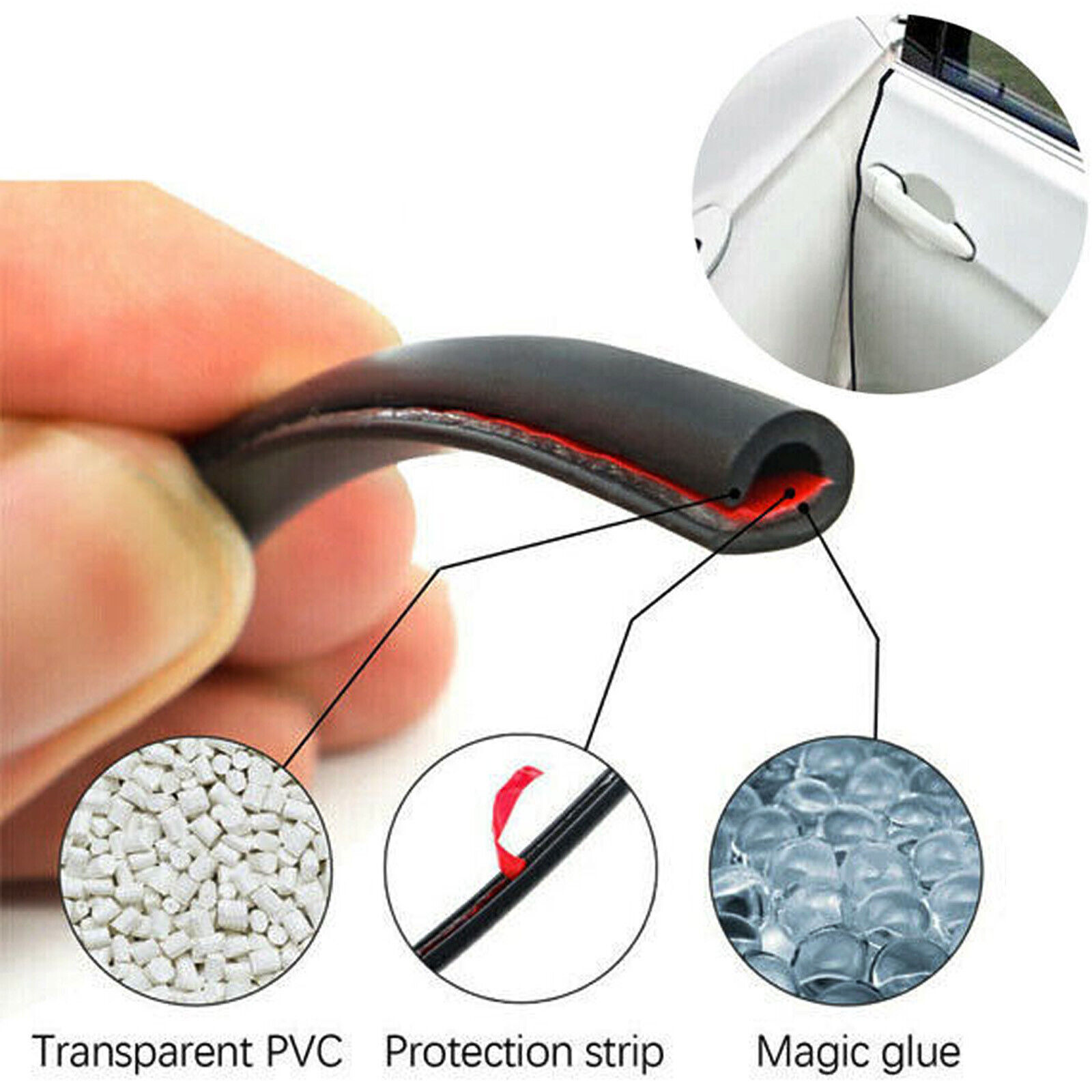 10M/32ft Car Door Edge Trim Guard Molding Rubber Seal Strip Scratch ...