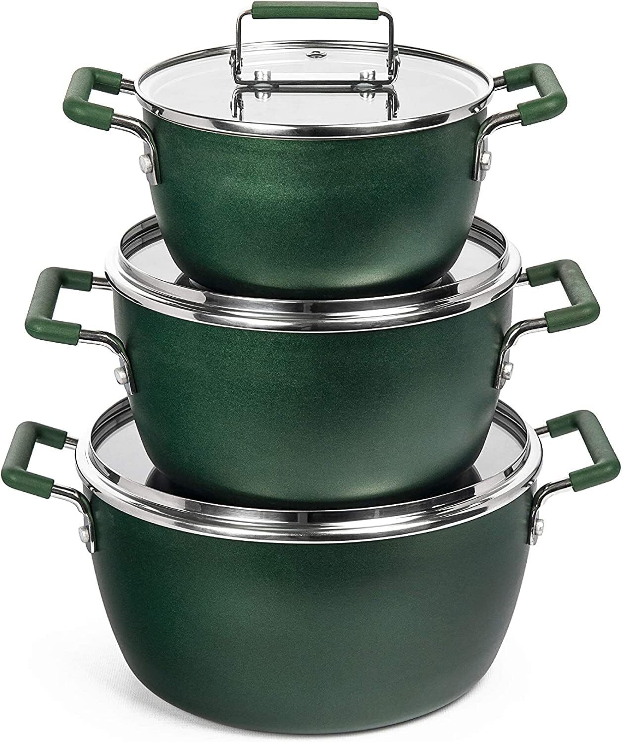 Stackable Pot Set, 6 Piece Pot Set for Cooking Nonstick, Cookware Set ...