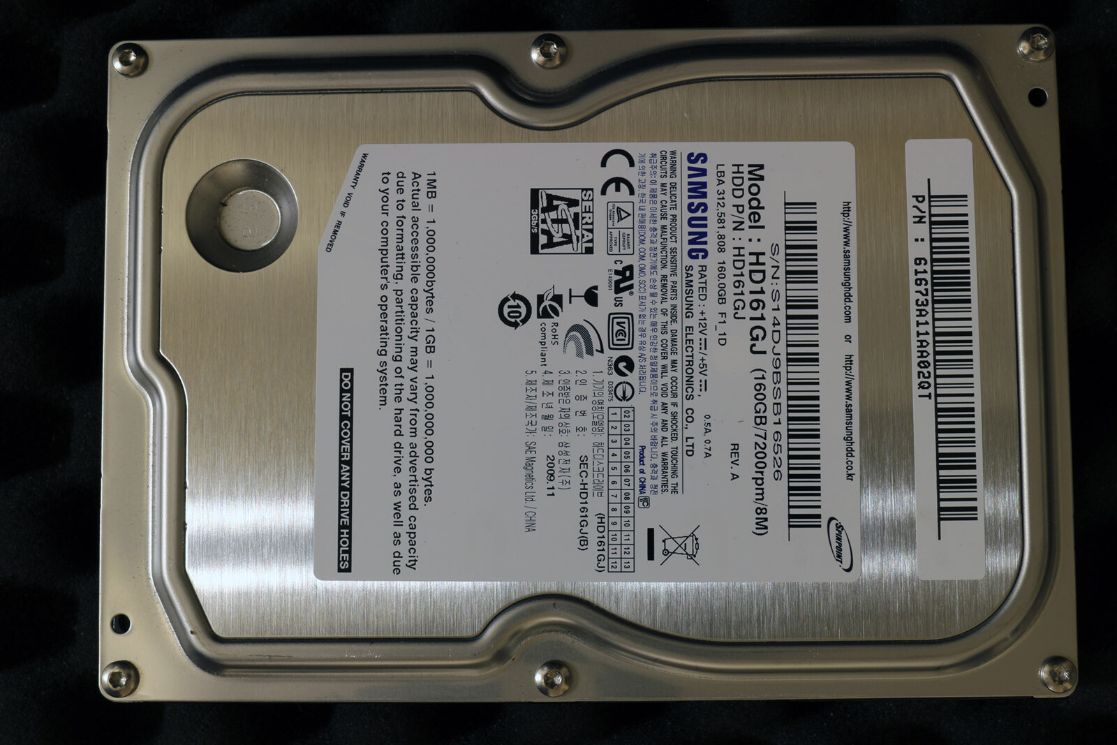 Samsung HD161GJ 160GB 3.5" SATA Hard Disk Drive 7200RPM/8M REV.A ...
