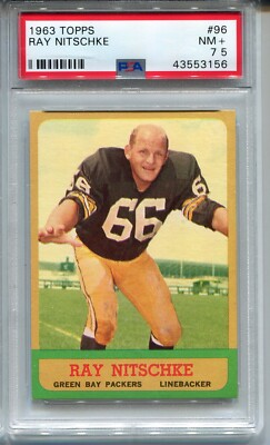 1963 Topps Ray Nitschke Rookie Card Graded PSA 7.5 NR MINT+ Packers ...