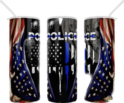 Police Design, Skinny 20oz Tumbler W/ Lid & Straw | eBay