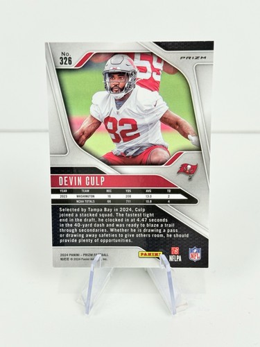 2024 Prizm Football Devin Culp Rookie Green Wave RC #326 Tampa Bay ...