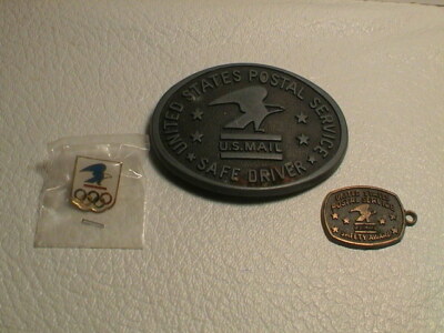 LOT /3 POST OFFICE POSTAL MAIL CARRIER MAILMAN GOVERNMENT BUCKLE FOB ...