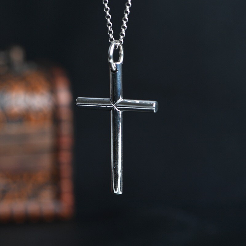 I05 Pendant Simple Latin Cross Rounded Sterling Silver 925 | eBay