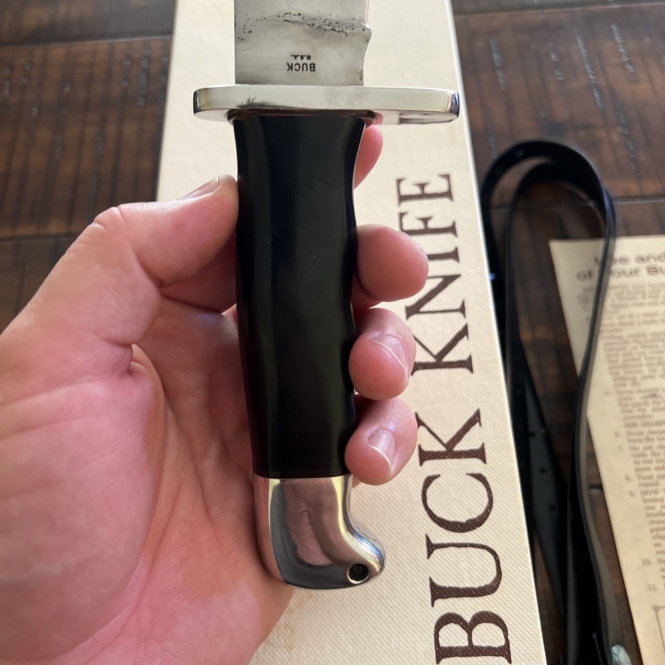 RARE 2 LINE INVERTED BUCK 122 NEMO KNIFE W/ SHEATH USED IN BOX With ...