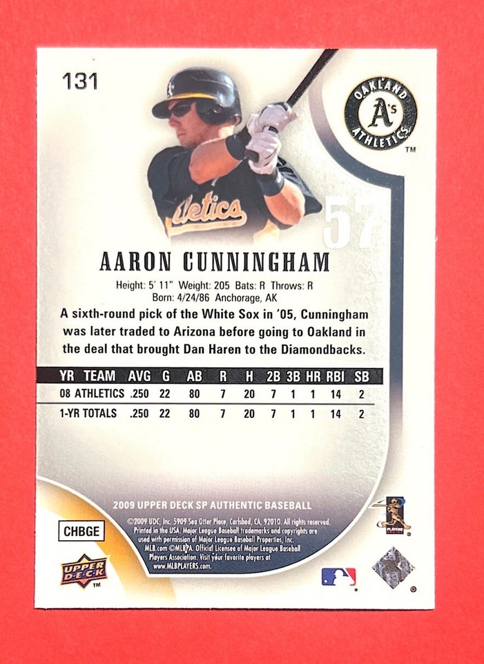 Aaron Cunningham ~ 2009 Upper Deck SP Authentic ~ Rookie RC Gold /299 ...